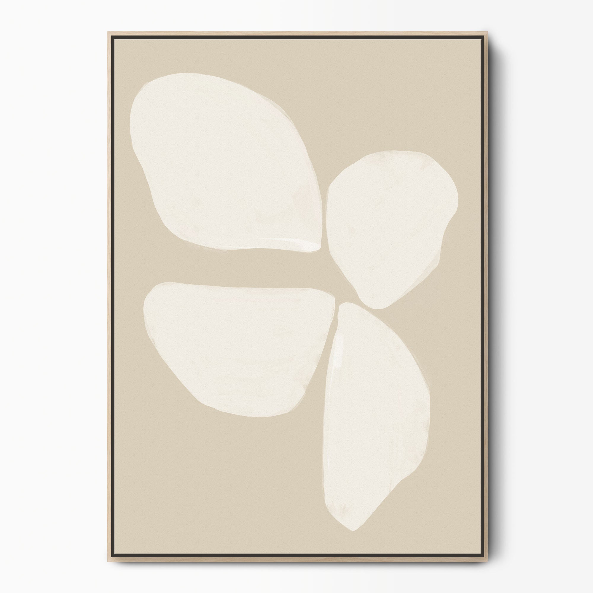 Neutral Anemone Abstract Flower Canvas Wall Art | Green Lili