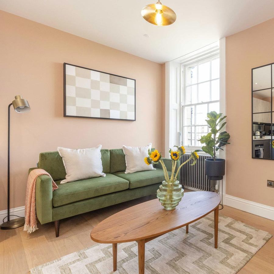 Neutral Checkerboard Framed Abstract Canvas Art | Green Lili