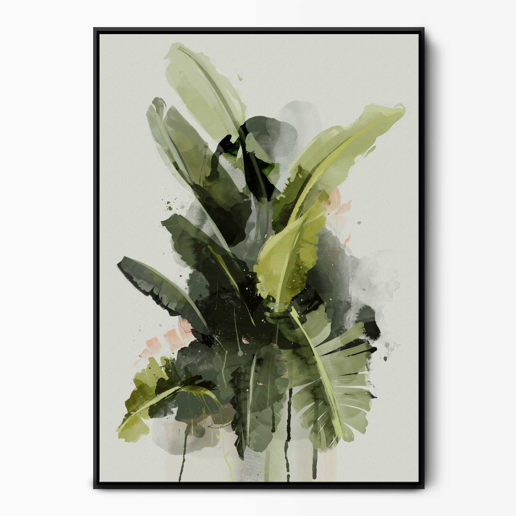 Abstract Banana Leaf Framed Canvas Art | Green Lili